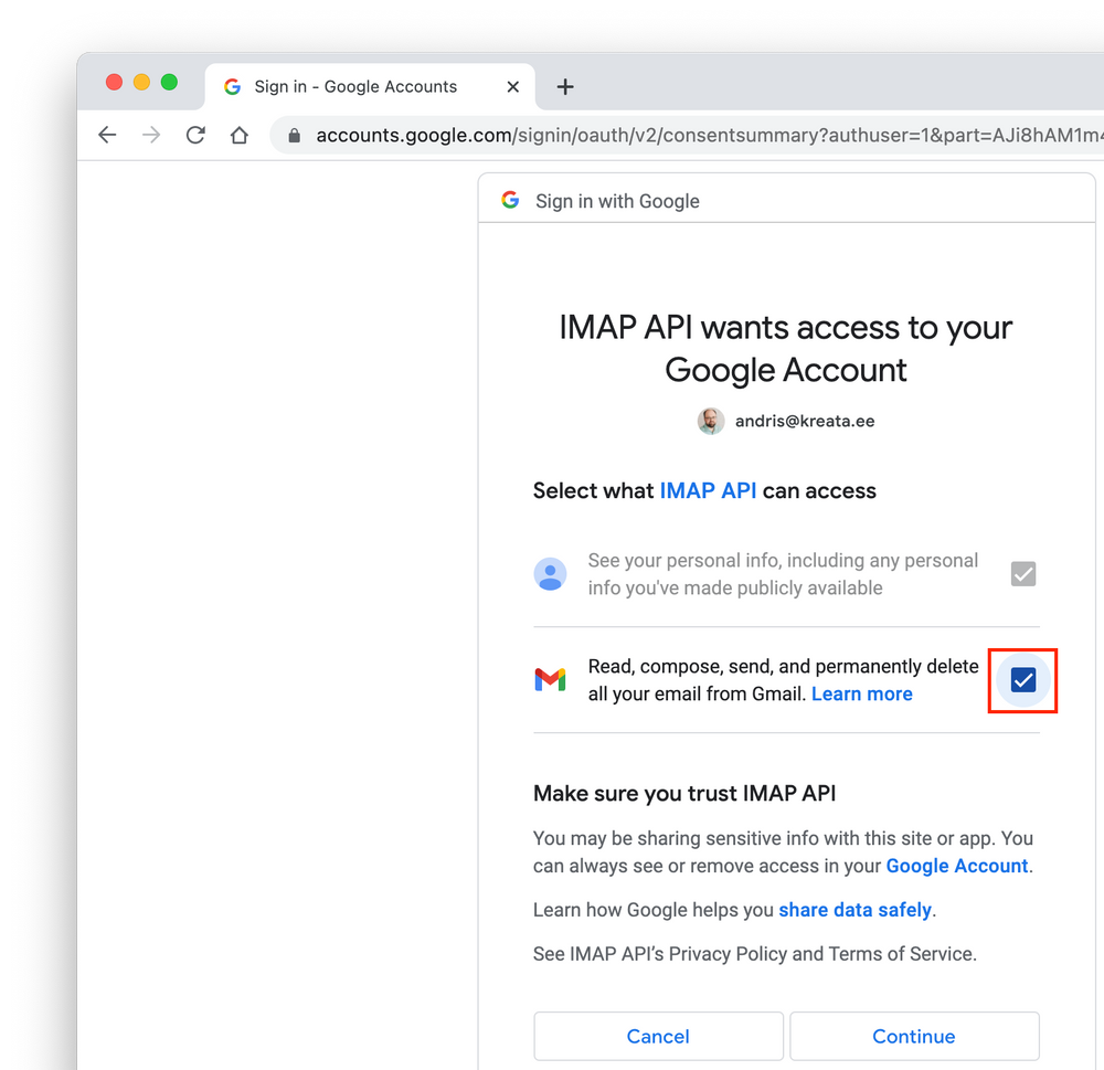 Setting up Gmail OAuth2 for EmailEngine